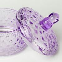 China Purple Stacking Clear Glass Storage Jar 10 Inch Height Three Tier Glass Candy Dish for sale