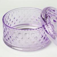 China Purple Stacking Clear Glass Storage Jar 10 Inch Height Three Tier Glass Candy Dish for sale