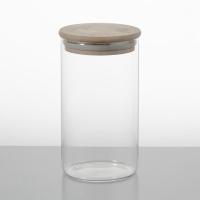 China 25 Oz Borosilicate Glass Storage Containers Transparent Jar With Bamboo Lid for sale