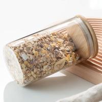 China 25 Oz Borosilicate Glass Storage Containers Transparent Jar With Bamboo Lid for sale
