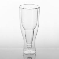 China Custom Clear Upside Down Beer Glass 235ml Hand Blown 8 Oz Double Wall Cups for sale