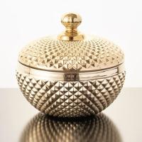 China 5 Ounces Mini Clear Glass Storage Jar Gold Plated Machine Pressed For Cube Sugar for sale