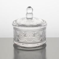 China Stackable Clear Glass Storage Jar 10 Inch 3 Tier Glass Candy Dish Machine Pressed for sale