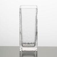 China Square Clear Shaped Glass Vases Machine Pressed 7.8 Inch Height Modern Simple for sale