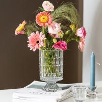China Transparent Shaped Glass Vases Machine Pressed 7.15 Inch Height Table Lamp Style for sale
