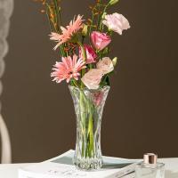 China Tulip Shaped Glass Vases Machine Pressed 19.8cm Height Crystal Glass Flower Vase for sale