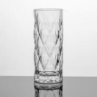 China Rhombus Shaped Glass Vases Machine Pressed Clear Cylinder Glass Vase for sale