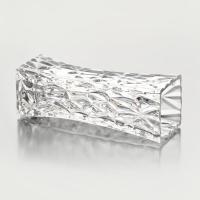 China 24cm Height Tall Square Glass Vases 22.5oz Machine Pressed Clear Crystal Vases for sale