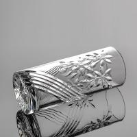 China Embossed Clear Shaped Glass Vases 24.8cm Lead Free Crystal Cylinder Vase for sale