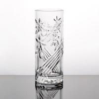 China Embossed Clear Shaped Glass Vases 24.8cm Lead Free Crystal Cylinder Vase for sale