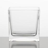 China Transparent 350ml Home Decoration Glass Pressed Small Rectangle Glass Vase for sale
