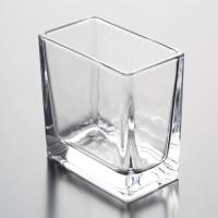China Transparent 350ml Home Decoration Glass Pressed Small Rectangle Glass Vase for sale