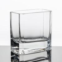 China Hand Blown Home Decoration Glass 4 Inch Height Mini Rectangular Clear Glass Vase for sale