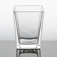 China Clear Home Decoration Glass Machine Made Square Tapered Glass Vases 4.65 Inch Tall for sale