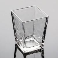 China Clear Home Decoration Glass Machine Made Square Tapered Glass Vases 4.65 Inch Tall for sale