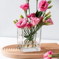 China 4x4 Inch Pressed Decorative Square Glass Vases Crystal Clear Glass Centerpiece for sale