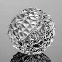 China 8.8cm Tall Pressed Home Decoration Glass Bubble Ball Vase Diamond Pattern for sale