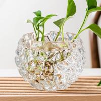 China 8.8cm Tall Pressed Home Decoration Glass Bubble Ball Vase Diamond Pattern for sale