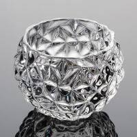 China 8.8cm Tall Pressed Home Decoration Glass Bubble Ball Vase Diamond Pattern for sale