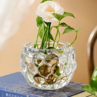China Pressed Bubble Ball Glass Vase 3.45 Inch Height Round Votive Candle Holder for sale