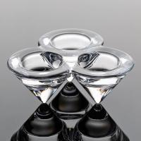 China Triple Glass Tealight Candle Holders Triangular Cone Shaped Trio Candle Holder for sale