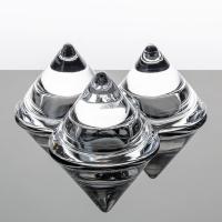 China Triple Glass Tealight Candle Holders Triangular Cone Shaped Trio Candle Holder for sale