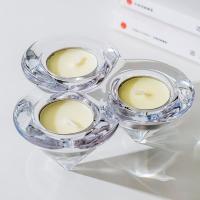 China Triple Glass Tealight Candle Holders Triangular Cone Shaped Trio Candle Holder for sale