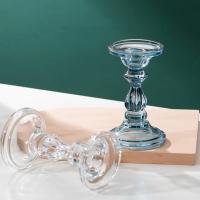 China Pillar Taper Crystal Glass Candlestick Holders Decorative Lead Free for sale
