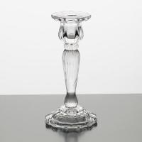China 18cm Height Clear Glass Taper Candlestick Holders Lead Free Machine Pressed for sale