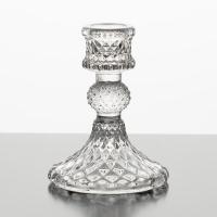 China Blue Depression Tapered Color Glass Candle Holder Pressed Diamond Pattern for sale