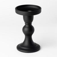 China Black Color Glass Candle Holder Lead Free Pillar And Taper Candle Holders for sale