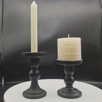 China Black Color Glass Candle Holder Lead Free Pillar And Taper Candle Holders for sale