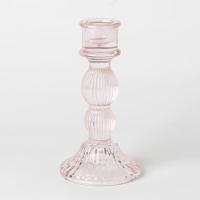 China 6 Inch Color Glass Candle Holder Machine Pressed Crystal Taper Candlestick Holders for sale