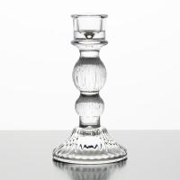 China 6 Inch Color Glass Candle Holder Machine Pressed Crystal Taper Candlestick Holders for sale
