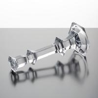 China Clear Color Glass Candle Holder Machine Pressed 23cm Tall Taper Candlesticks for sale