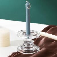 China Dinner Crystal Clear Glass Pillar Candle Holders Machine Pressed For Pillar Taper for sale