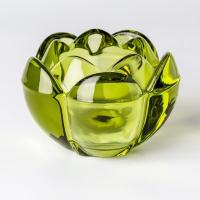China Lotus Tealight Votive Color Glass Candle Holder Machine Pressed 7cm Height for sale