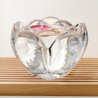 China Lotus Flower Clear Crystal Glass Votive Tealight Candle Holders Lead Free for sale