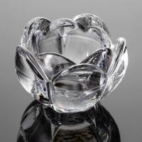 China Lotus Flower Clear Crystal Glass Votive Tealight Candle Holders Lead Free for sale