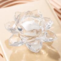 China Clear Crystal Glass Lotus Flower Tealight Candle Holder Lead Free 5.6cm Height for sale