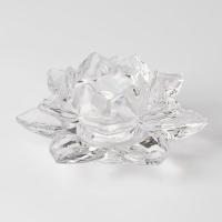 China Clear Crystal Glass Lotus Flower Tealight Candle Holder Lead Free 5.6cm Height for sale