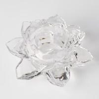 China Clear Crystal Glass Lotus Flower Tealight Candle Holder Lead Free 5.6cm Height for sale