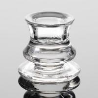 China 2 Inch Small Clear Glass Taper Candle Holders Lead Free Customized for sale
