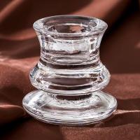 China 2 Inch Small Clear Glass Taper Candle Holders Lead Free Customized for sale
