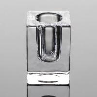 China Mini Square Glass Taper Candle Holder Crystal Clear 4 X 4 X 6cm for sale