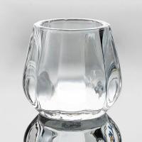 China 3 Inch Clear Faceted Round Glass Votive Candle Holders Machine Pressed for sale