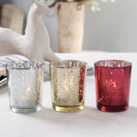 China Christmas Tea Light Mercury Glass Votive Candle Holders 82ml Customized Color for sale