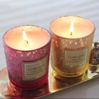 China 200ml 350ml Color Glass Candle Holder Mercury Pillar Scented Candle Stand for sale