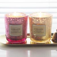 China 200ml 350ml Color Glass Candle Holder Mercury Pillar Scented Candle Stand for sale