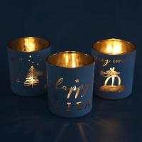 China Christmas Mercury Pillar Color Glass Candle Holder 15oz 3.5 * 4 Inch for sale